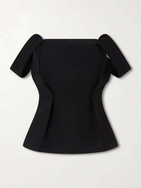 Khaite Yasmina Crepe Off-the-shoulder Peplum Blouse