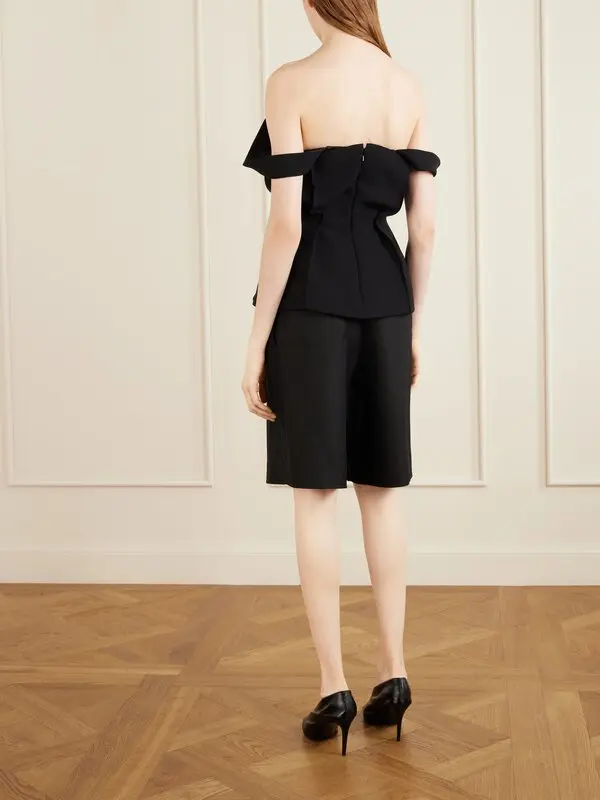 Khaite Yasmina Crepe Off-the-shoulder Peplum Blouse