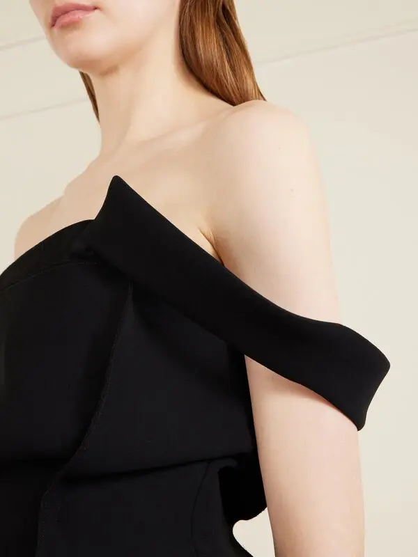 Khaite Yasmina Crepe Off-the-shoulder Peplum Blouse