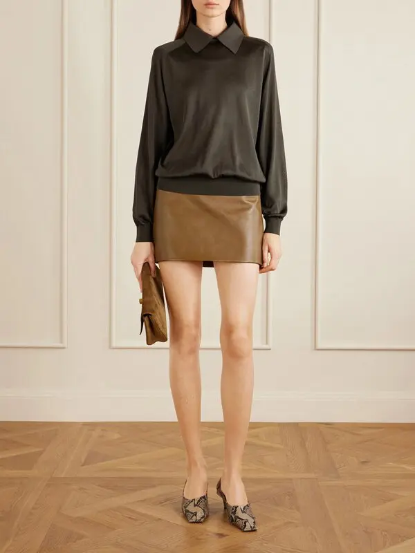 Khaite Alexa Silk-knitted Polo Sweater - Brown