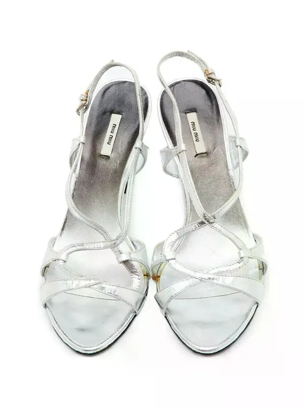 Miu Miu Leather Open Toe Slingback Sandals