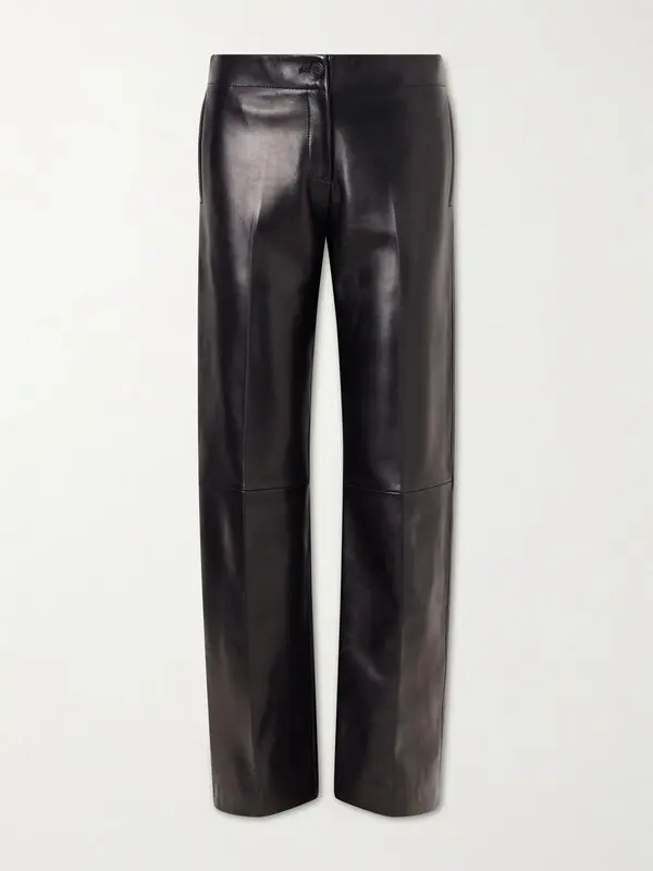 Khaite Mita Leather Straight-leg Trousers - Black
