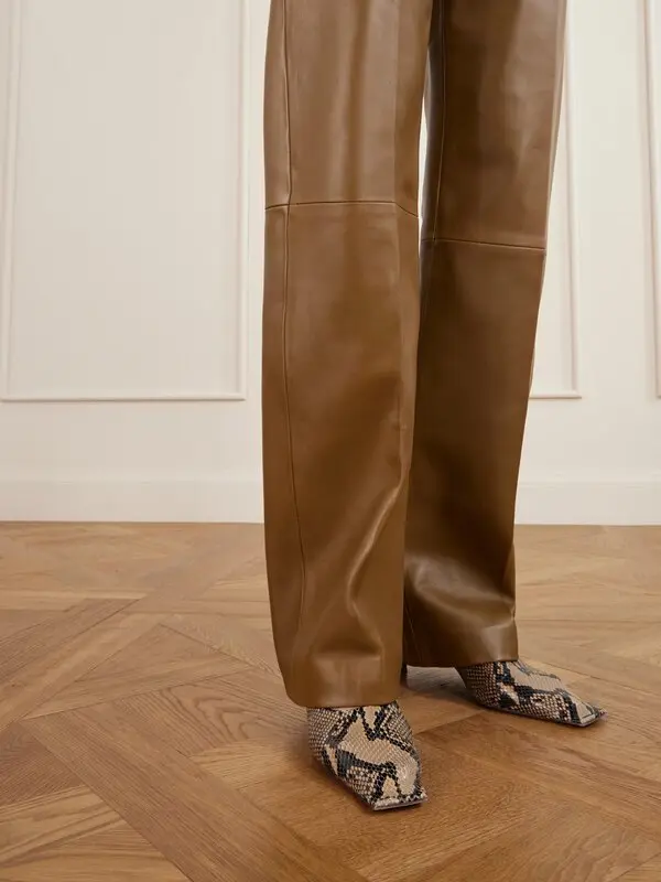Khaite Mita Leather Straight-leg Trousers - Brown