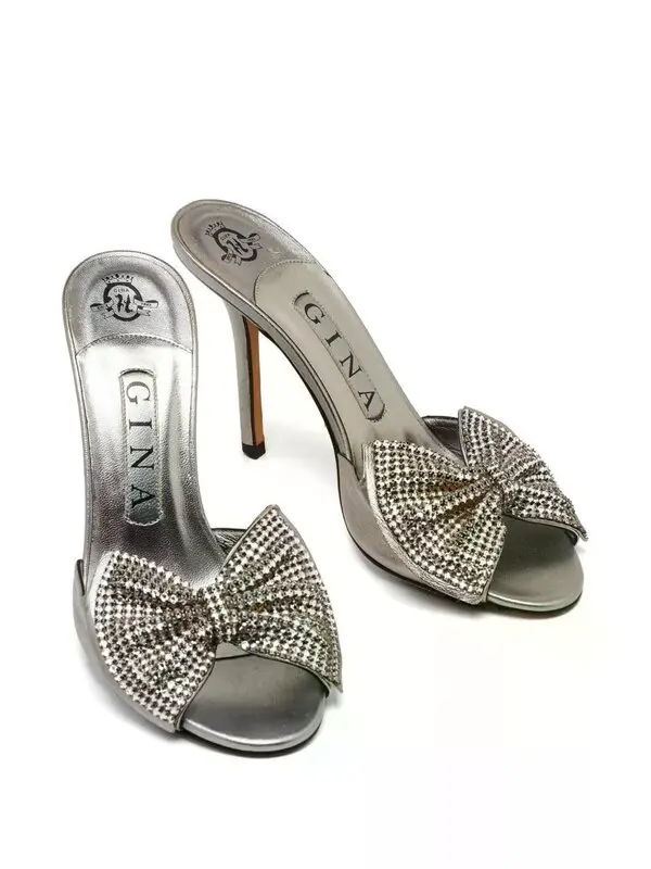 GINA Crystal-embellished Bow Stiletto Sandals