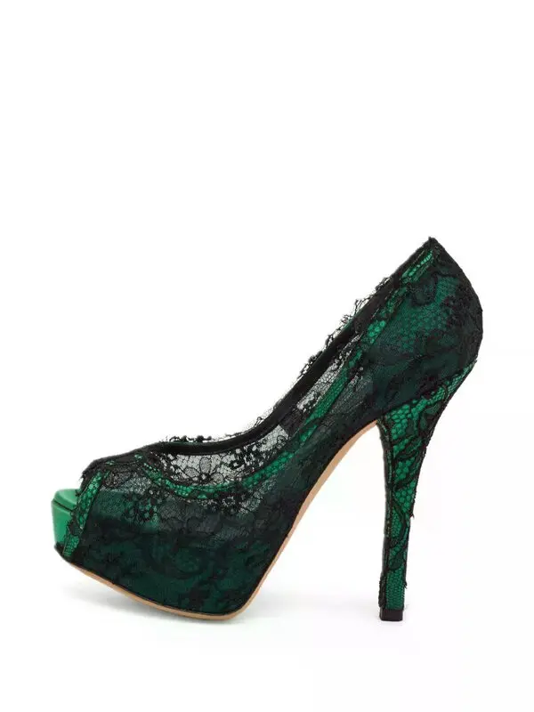 Dolce & Gabbana Lace Platform Peep-toe Pumps