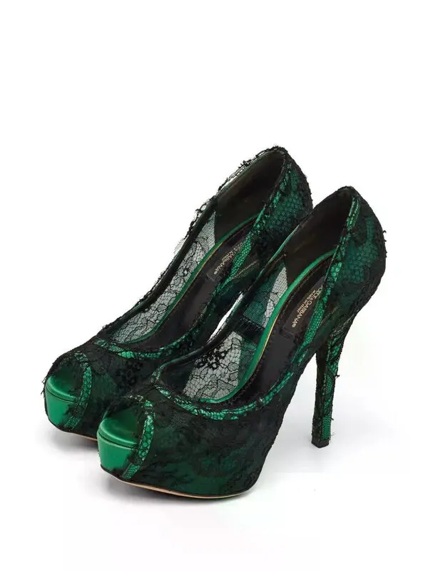 Dolce & Gabbana Lace Platform Peep-toe Pumps
