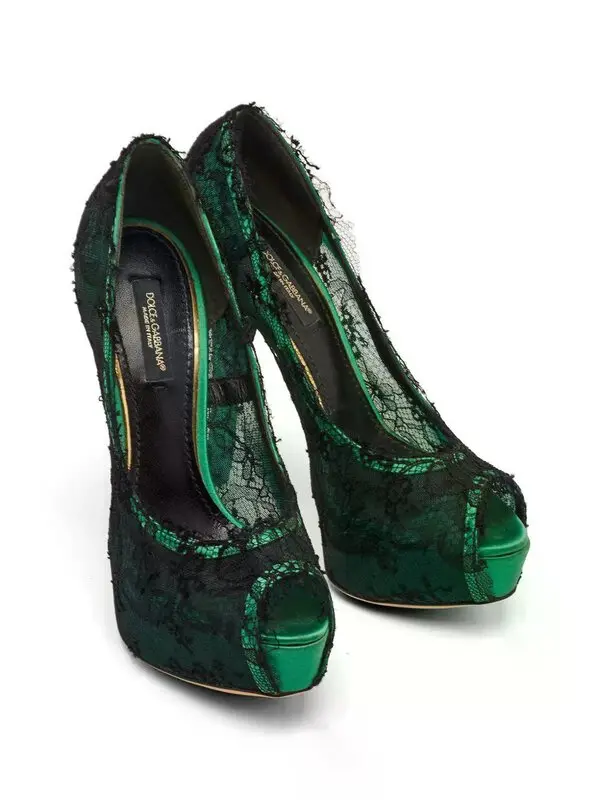 Dolce & Gabbana Lace Platform Peep-toe Pumps