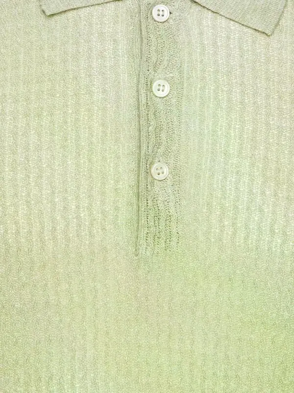 424 Wavy Knit Polo Shirt - Green