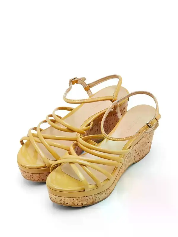 JIMMY CHOO Beige Leather Strappy Platform Sandals