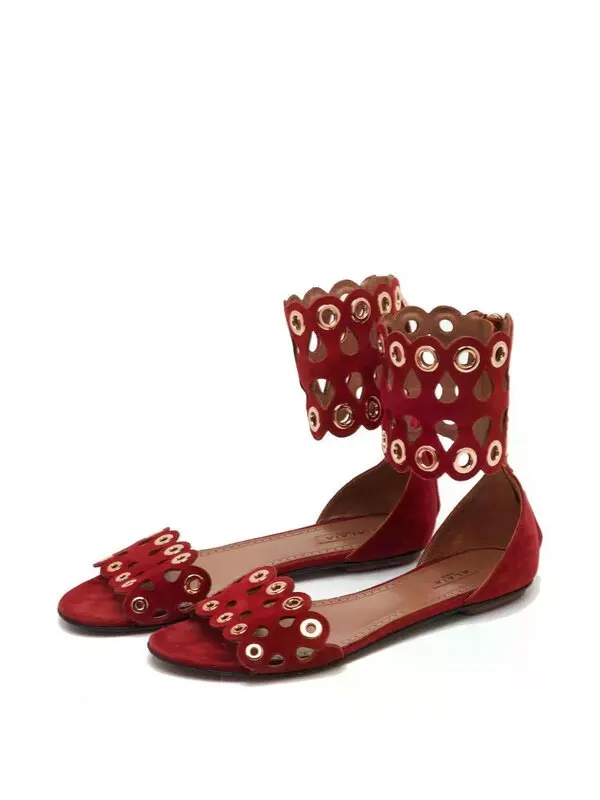 Alaïa Suede Cut-out Eyelet Ballet Flats