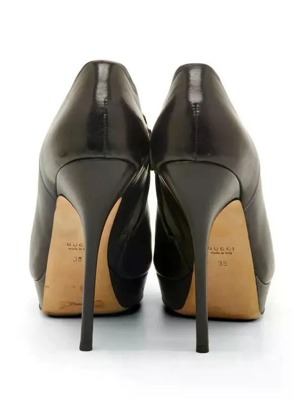 Gucci Leather Peep Toe Platform Ankle Boots