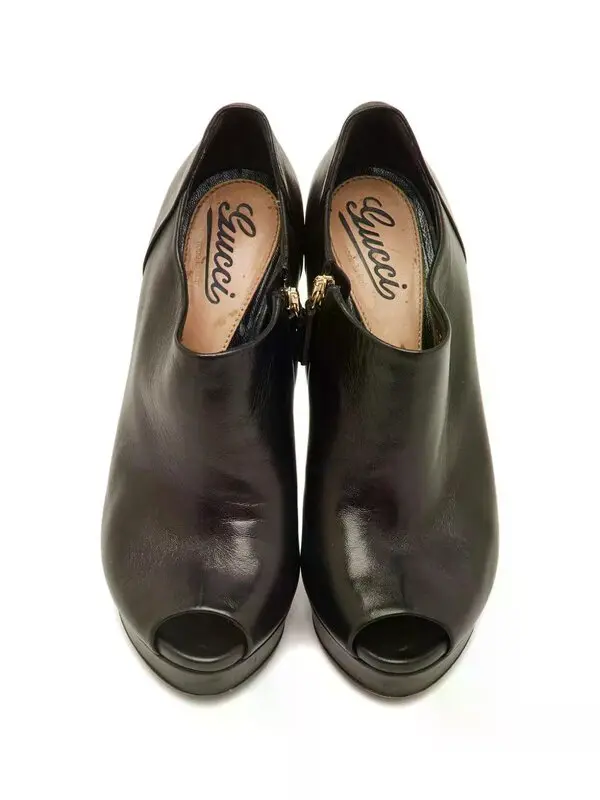 Gucci Leather Peep Toe Platform Ankle Boots