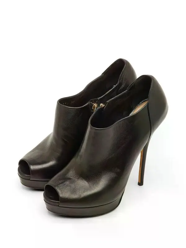Gucci Leather Peep Toe Platform Ankle Boots