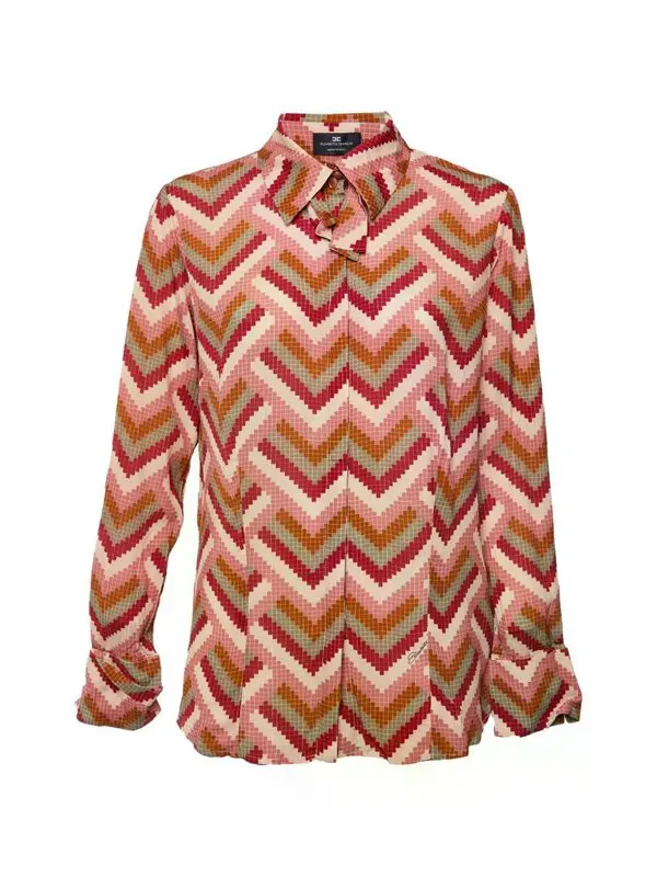 Elisabetta Franchi Chevron Print Crepe Shirt