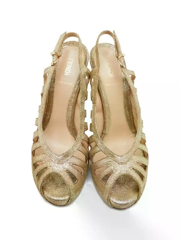 Fendi Embossed Suede Peep-toe Pumps