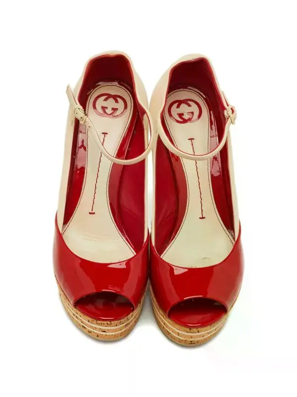 Gucci Mary Jane Wedge Peep-toe Pumps