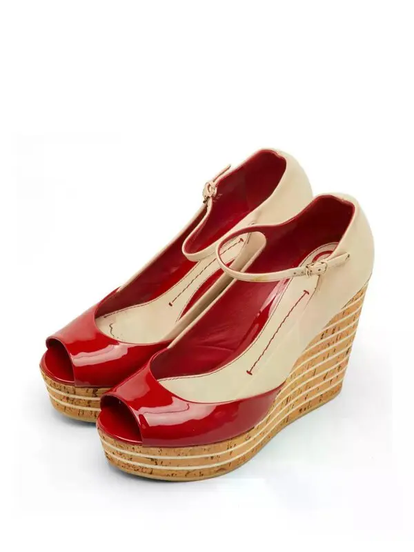 Gucci Mary Jane Wedge Peep-toe Pumps