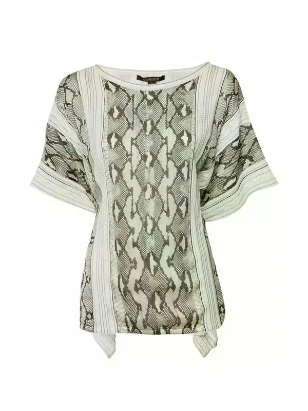 Roberto Cavalli Snake-print Silk Panel Tunic Top