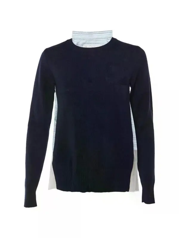 Sacai Striped Mesh-detail Sweater