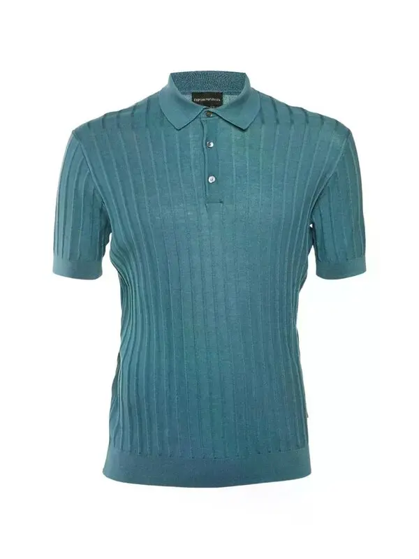 Emporio Armani Ribbed-knit Wool-blend Polo Shirt