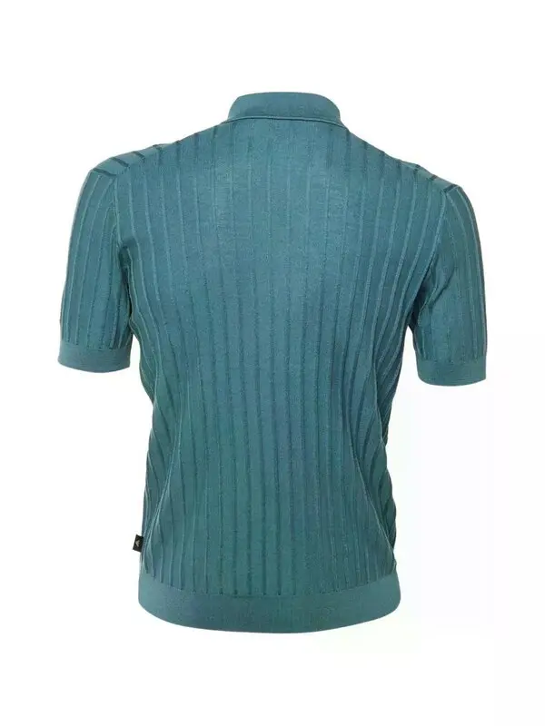 Emporio Armani Ribbed-knit Wool-blend Polo Shirt