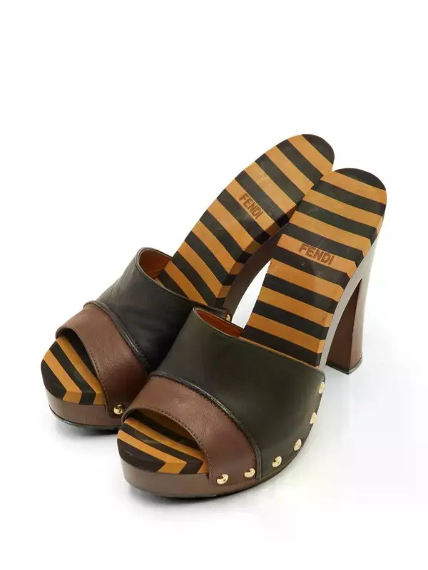 Fendi Striped Platform Sandals