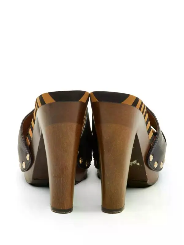 Fendi Striped Platform Sandals