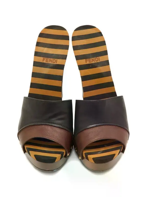 Fendi Striped Platform Sandals