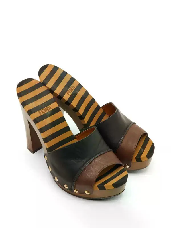 Fendi Striped Platform Sandals
