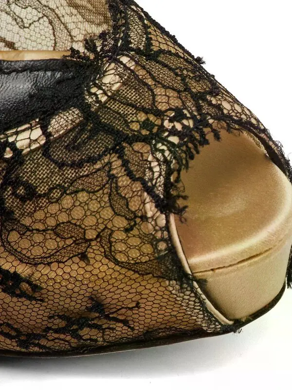 Dolce & Gabbana Beige Floral-lace Peep-toe Platform Pumps