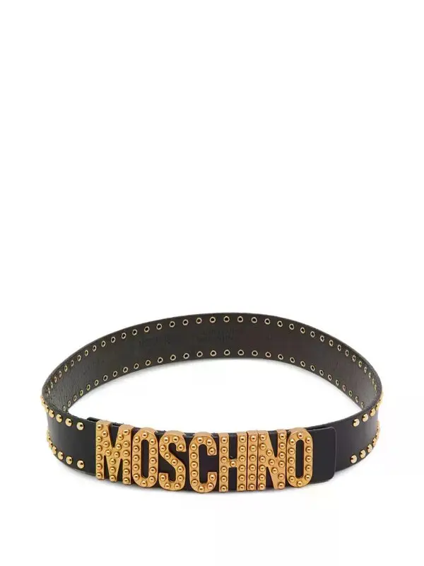 Moschino Embellished Logo Buckle Belt - Black