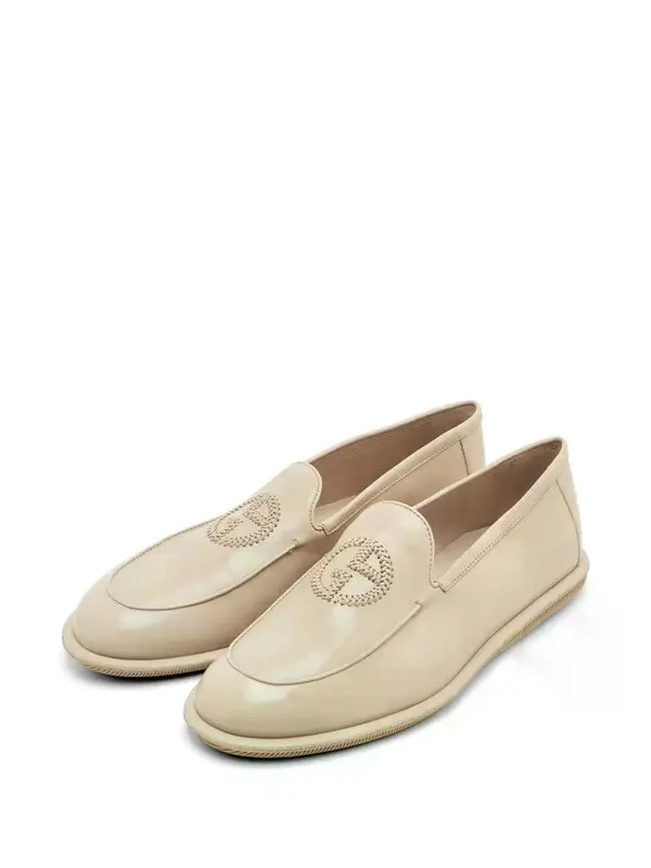 Giorgio Armani Embroidered Logo Leather Loafers