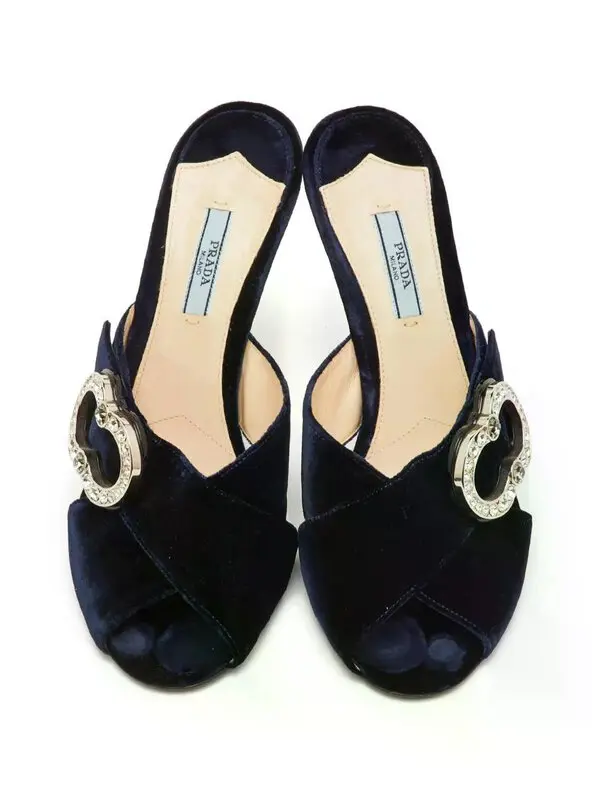 Prada Crystal-embellished Velvet Sandals