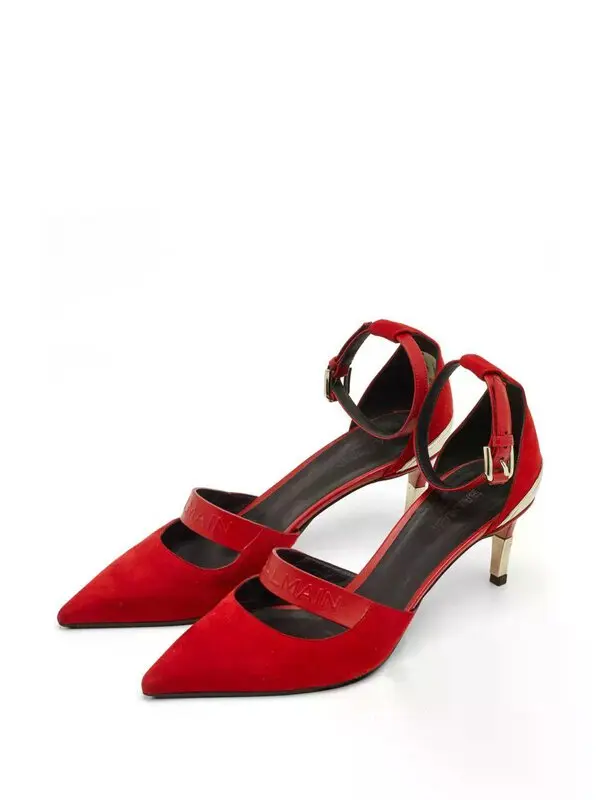 Balmain Logo-embossed Ankle-strap Pumps