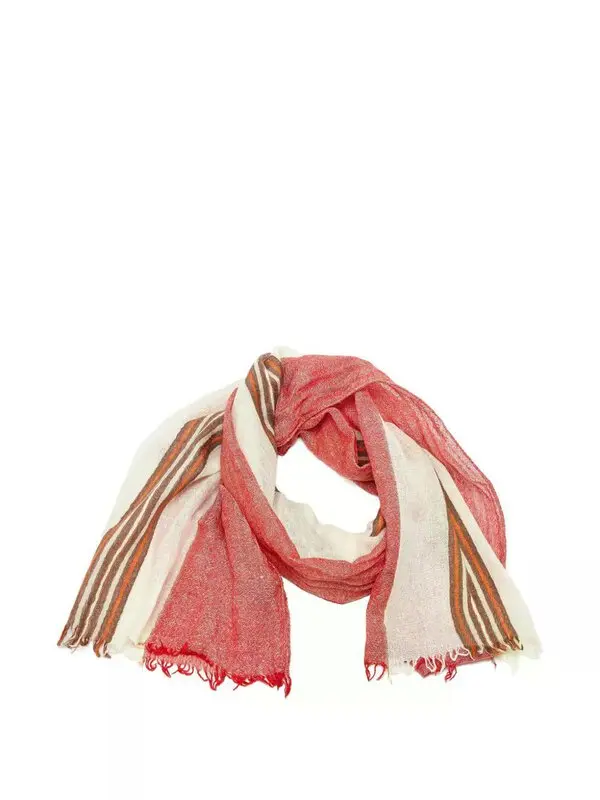 TOD'S Striped Fringed Scarf - Red