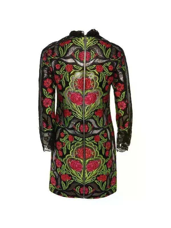Gucci Floral Jacquard Lace Trim Mini Dress