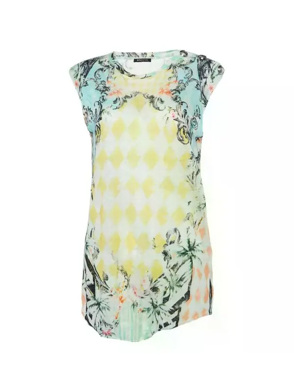 Balmain Linen Floral Print Tank Top - Yellow