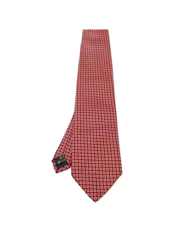 Ermenegildo Zegna Geometric Pattern Silk Tie - Red