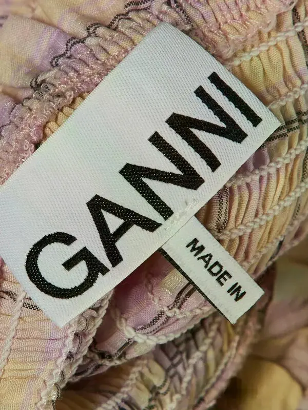 GANNI Lilac Checked Seersucker Peplum Set