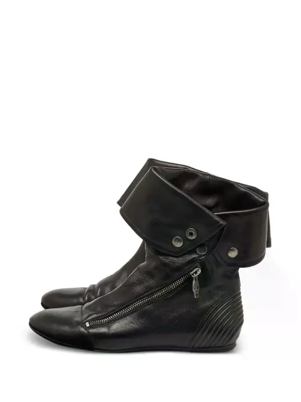Alexander McQueen Fold-over Leather Ankle Boots