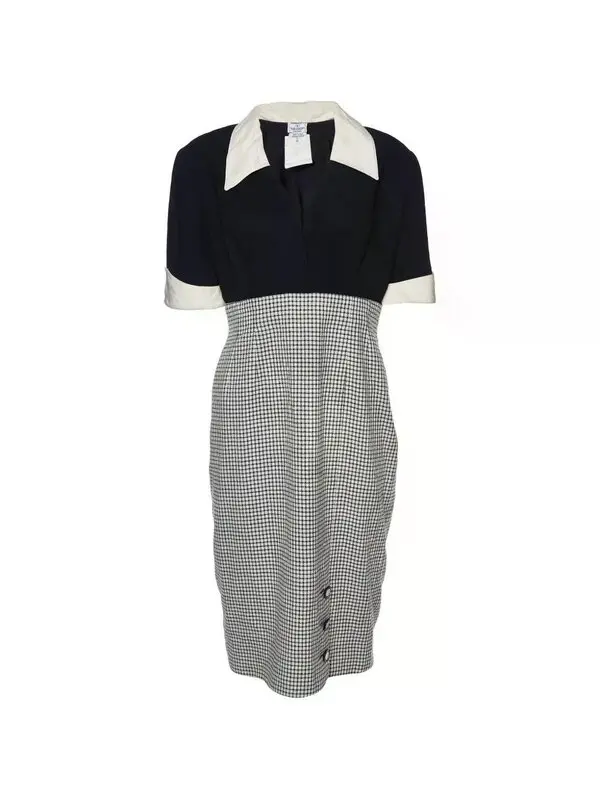 Valentino Garavani Check Pattern Panelled V-neck Dress