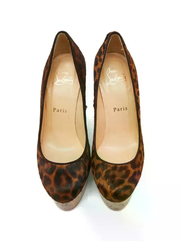 CHRISTIAN LOUBOUTIN Leopard-print Cork Wedge Pumps