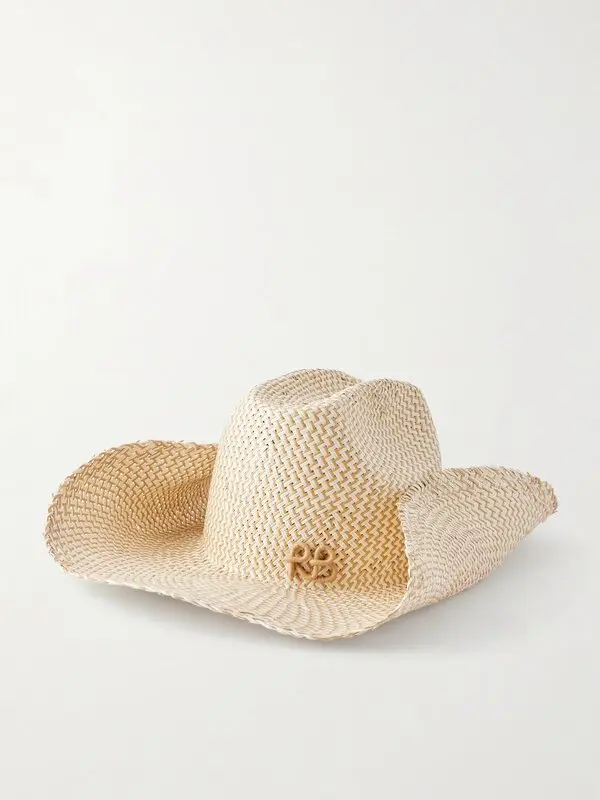Ruslan Baginskiy Cowboy Monogram Straw Hat - Neutrals