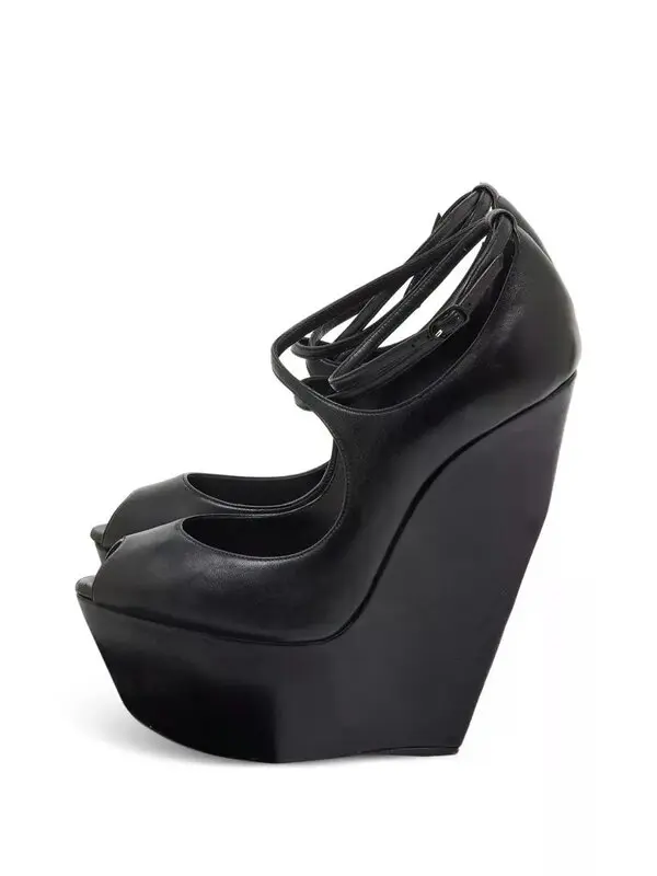 Casadei Leather Platform Wedge Pumps