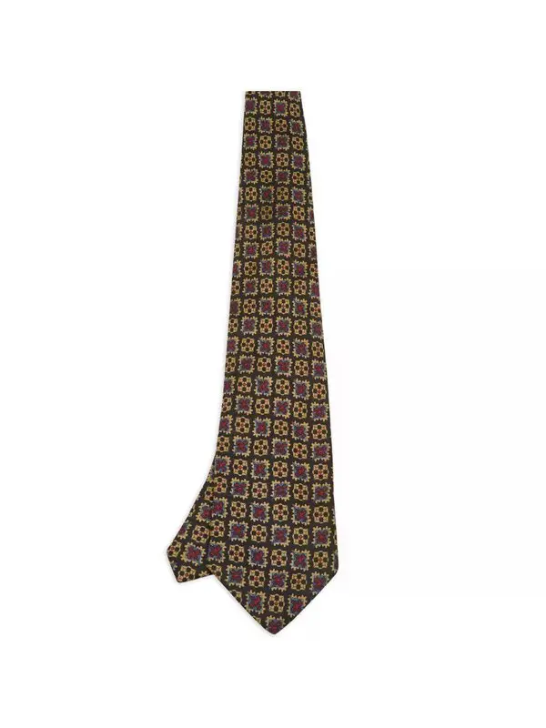 Fendi Geometric Floral-print Tie - Black