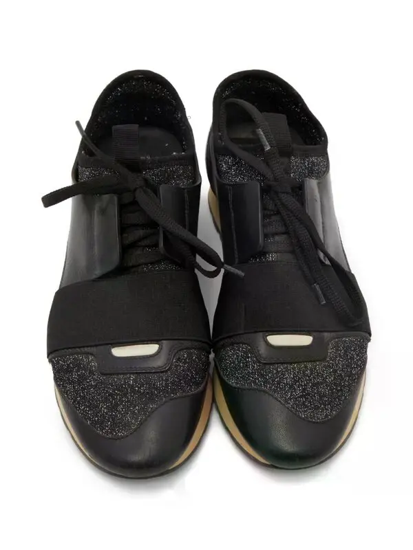 Balenciaga Glitter Race Runner Sneakers - Black