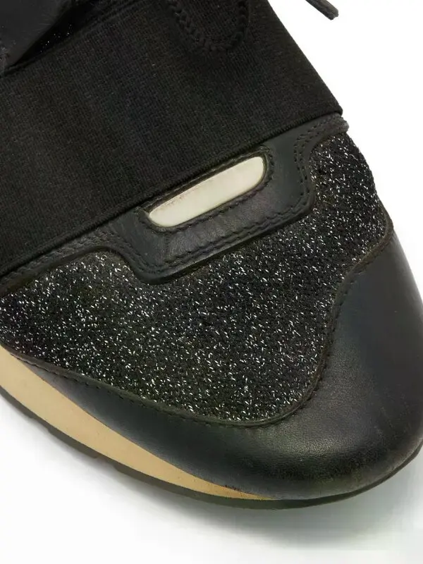 Balenciaga Glitter Race Runner Sneakers - Black