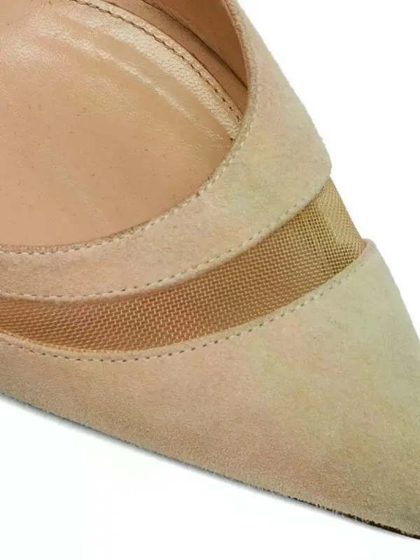 GIANVITO ROSSI Beige Suede And Mesh Stiletto Pumps