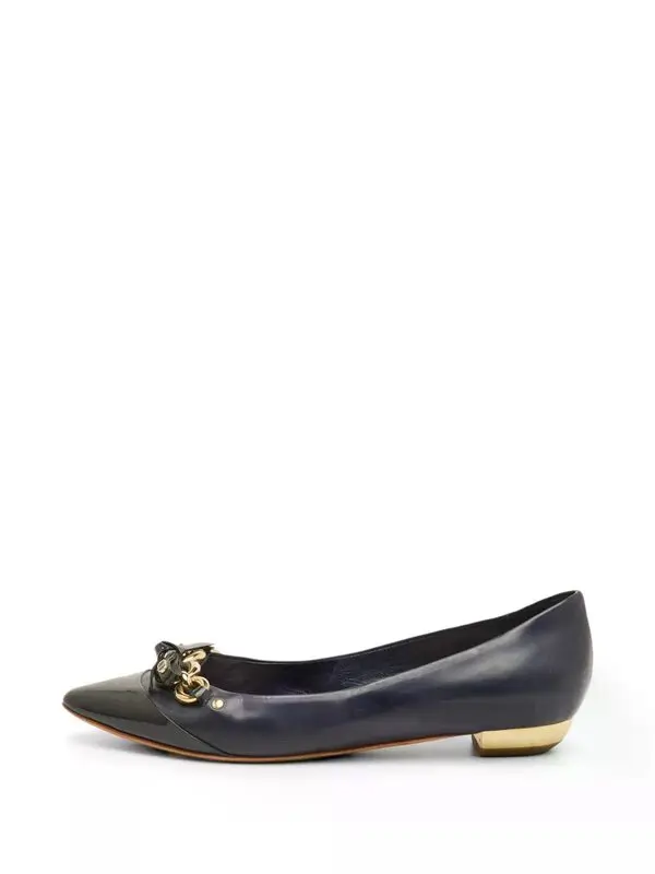 Dior Leather Bow Detail Pointed Toe Ballet Flats