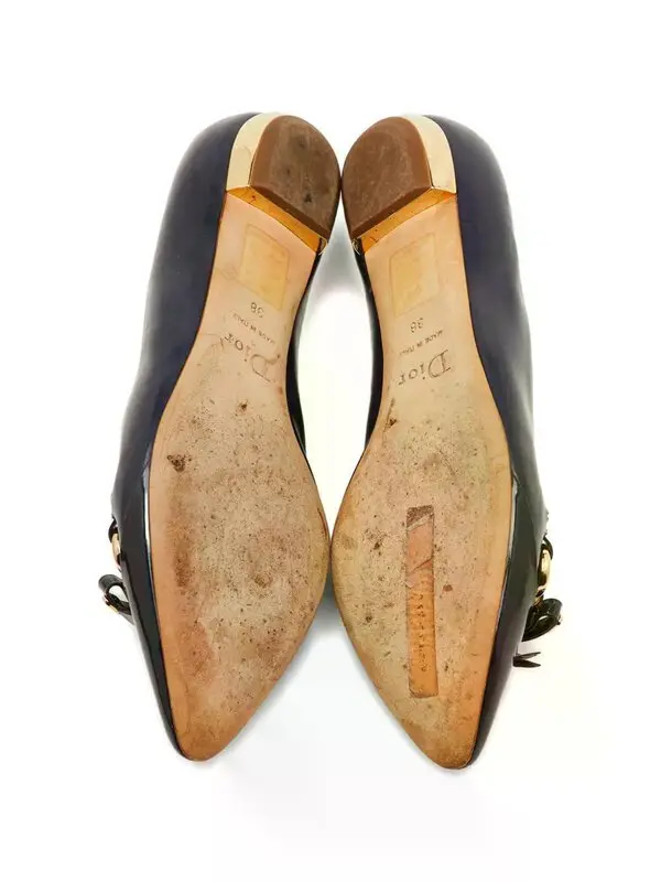 Dior Leather Bow Detail Pointed Toe Ballet Flats